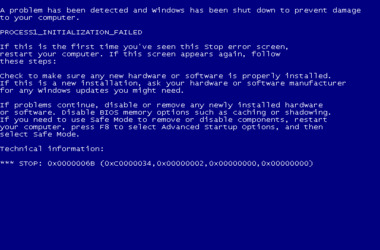 PROCESS1_INITIALIZATION_FAILED Blue Screen Errors (0x0000006B) fixed ...